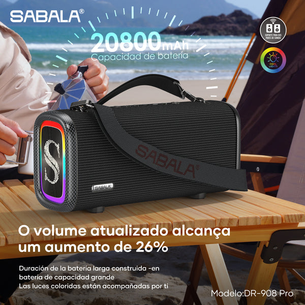 Sabala DR-908 PRO Caixa De Som Bluetooth 120w 20800mah IPX6 110v/220v ...