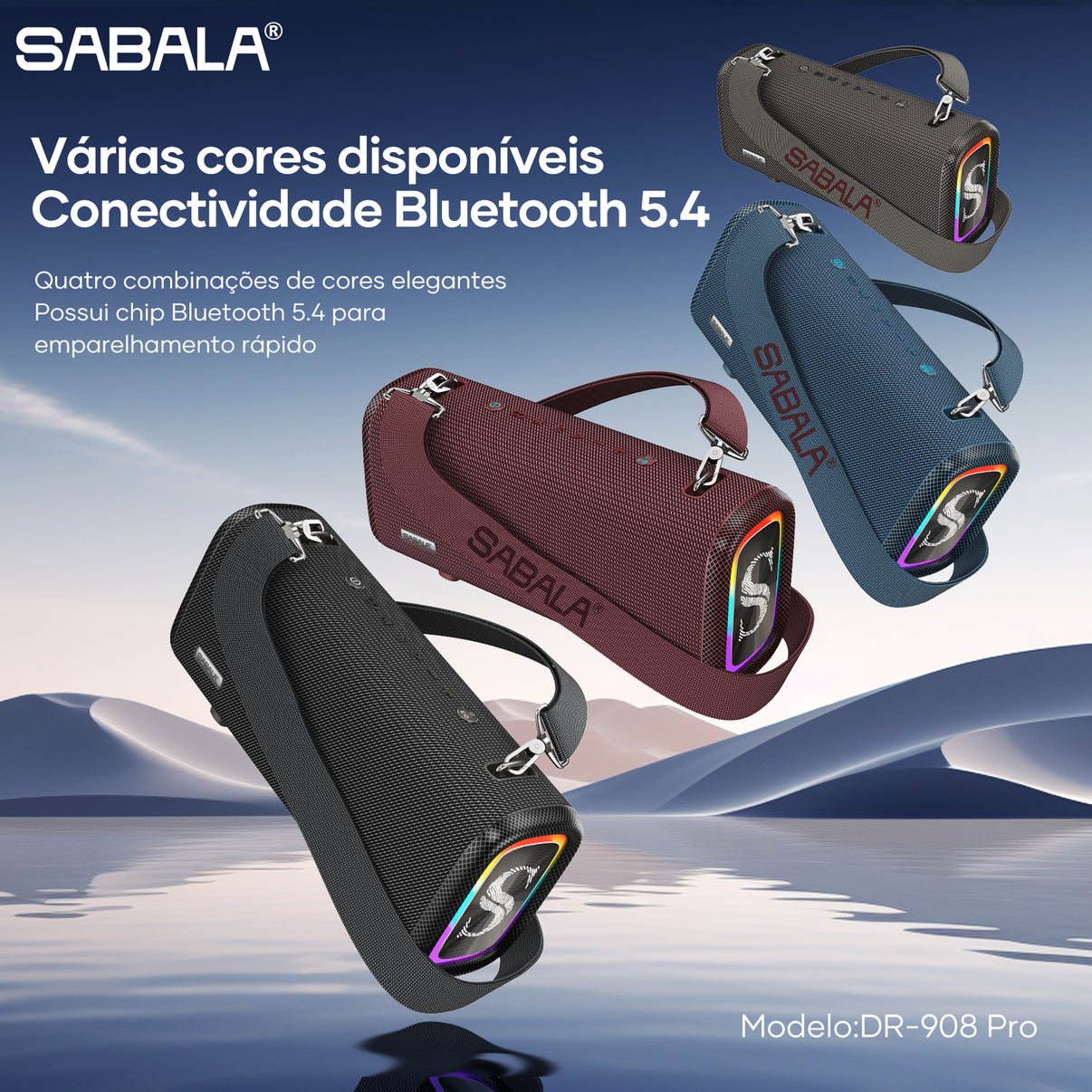 Sabala DR-908 PRO Caixa De Som Bluetooth 120w 20800mah IPX6 110v/220v ...