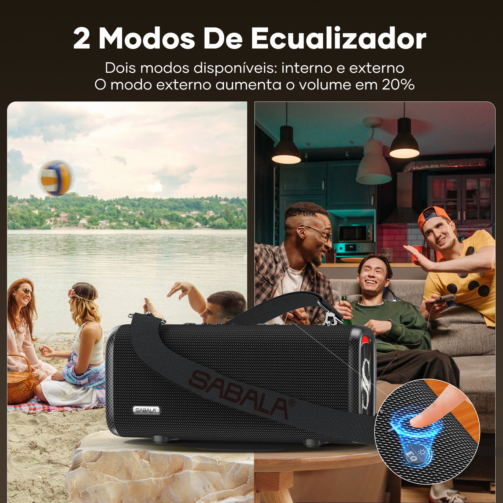 Sabala DR-908 PRO Caixa De Som Bluetooth 120w 20800mah IPX6 110v/220v ...