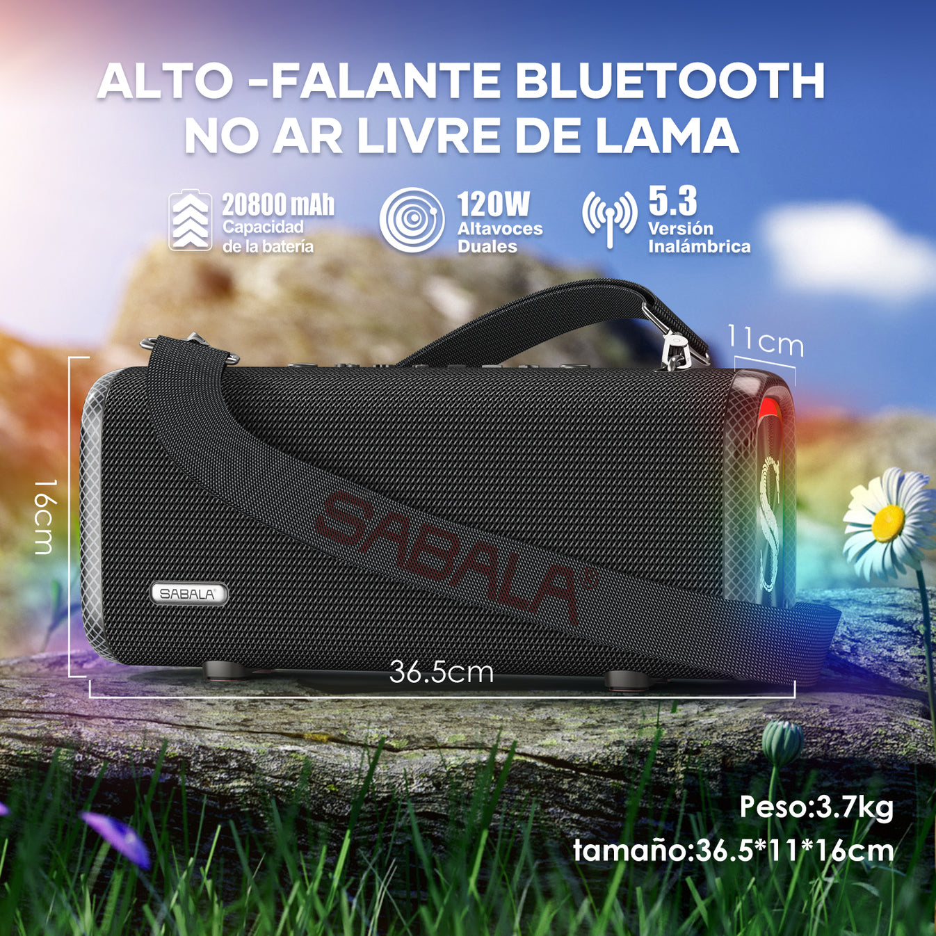 Sabala DR-908 Caixa De Som Bluetooth 120w 20800mah IPX5 110v/220v – SABALA
